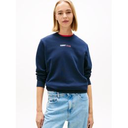 Sweatshirt Tommy Jeans "TJW REG ESS LOGO 2 CREW EXT", Damen, Gr. S (36), schwarz night navy, Sweatware, Obermaterial: 100% Baumwolle, unifarben, regular fit h&uuml;ftbedeckend, Rundhals, Rippb&uuml;ndchen, Sweatshirts Sweatshirt, Baumwoll-Sweatware, Logoschriftzug