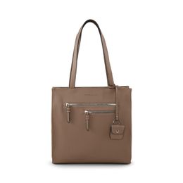 Tom Tailor Damen TTWINONA M Shopper mit Rei&szlig;verschluss-Details, beige, Uni, Gr. ONESIZE