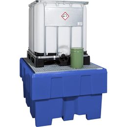 ASECOS PE-Auffangwanne, f&uuml;r 1 IBC/KTC-Container, Auffangvolumen 1000 l, mit Rost