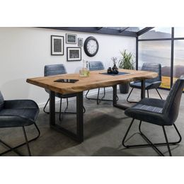 Baumtisch Sheesham 220x100x77 natur gebeizt / U-Beine anthrazit matt FREEFORM 5