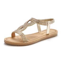 Vivance Damen Sandale, Goldfarben, Gr. 36, Sandalen & Sandaletten, Material: Leder