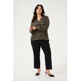 Kaffe Langarm-Bluse Regular fit Brown/Black Flower Print floral