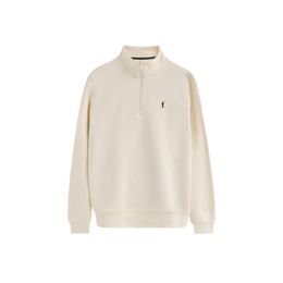 Sweatshirt ecru mit halbem Rei&szlig;verschluss und Rigby Go-Logo