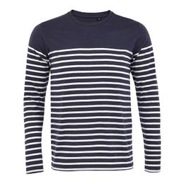 SOLS - "Matelot" T-Shirt f&uuml;r Herren Lang&auml;rmlig (Dunkelblau/Wei&szlig;)