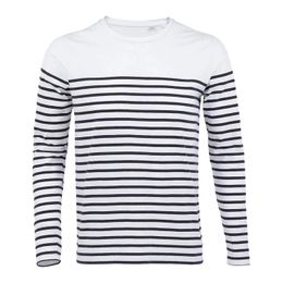 SOLS - "Matelot" T-Shirt f&uuml;r Herren Lang&auml;rmlig (Wei&szlig;/Marineblau)