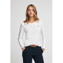T-Shirt wei&szlig; mit langen &Auml;rmeln, Rundhalsausschnitt und gesticktem Rigby Go-Logo