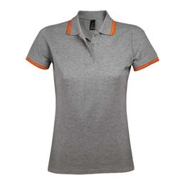 SOLS - "Pasadena" Poloshirt f&uuml;r Damen (Grau meliert/Orange)