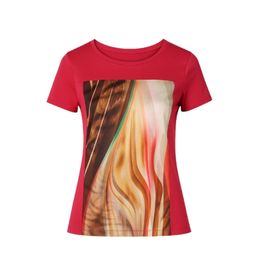 Rotes Jersey-Top mit abstraktem Print aus Viskose-Elastan