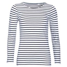 SOLS - "Marine" T-Shirt f&uuml;r Damen Lang&auml;rmlig (Wei&szlig;/Marineblau)