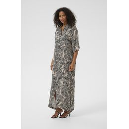 Kaffe Kleid Loose fit Feather Gray Leaf Print beige