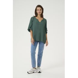 Kaffe Kurzarm-Bluse Loose fit Garden Topiary green