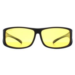 Montana Rectangle Unisex Matte Schwarz Gelb Polarized FO5 Fit Over Glasses Night Driving Sunglasses
