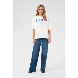 Kaffe T-shirt Loose fit Chalk w. Surf the Web leisure white blue