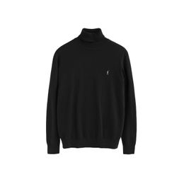 Rollkragenpullover schwarz aus Wollgemisch mit gesticktem Rigby Go-Logo