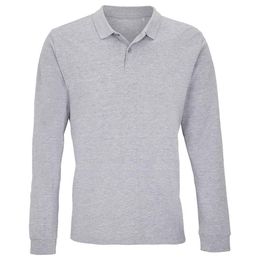 SOLS - "Planet" Poloshirt f&uuml;r Herren/Damen Unisex Lang&auml;rmlig (Grau meliert)