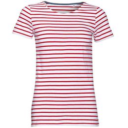 SOLS - "Miles" T-Shirt Rundhalsausschnitt f&uuml;r Damen (Wei&szlig;/Rot)