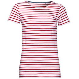 SOLS - "Miles" T-Shirt Rundhalsausschnitt f&uuml;r Damen (Wei&szlig;/Rot)