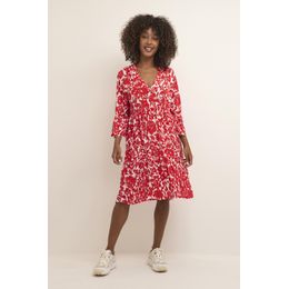 Kaffe Kleid A-shape white red