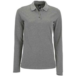 SOLS - "Perfect" Poloshirt f&uuml;r Damen Lang&auml;rmlig (Grau meliert)