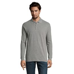 SOLS - "Star" Poloshirt f&uuml;r Herren/Damen Unisex Lang&auml;rmlig (Grau meliert)