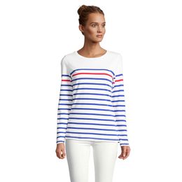 SOLS - "Matelot" T-Shirt f&uuml;r Damen Lang&auml;rmlig (Wei&szlig;/K&ouml;nigsblau/Rot)