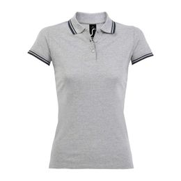 SOLS - "Pasadena" Poloshirt f&uuml;r Damen (Grau meliert/Marineblau)