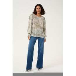 Kaffe Langarm-Bluse Regular fit Grey Texture Check grey