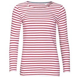 SOLS - "Marine" T-Shirt f&uuml;r Damen Lang&auml;rmlig (Wei&szlig;/Rot)