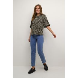 Kaffe Langarm-Shirt Regular fit Black/Off White Abstract Print black white
