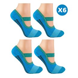 6er-Pack Damen Anti-Rutsch Yoga-Socken mit Riemen