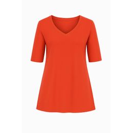 Tunika aus Viskose-Elasthan-Jersey mit halblangen &Auml;rmeln &ndash; Flammenrot