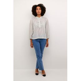 Kaffe Langarm-Bluse Regular fit Turtledove/Black Stripe white black