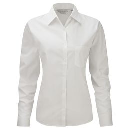 Russel Athletic Jerzees Damen Baumwoll-Hemd / Bluse / Arbeitsbluse, lang&auml;rmlig (Wei&szlig;)