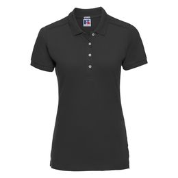 Russel Athletic Russell Damen Stretch Polo-Shirt, Kurzarm (Schwarz)