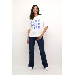 Kaffe T-shirt Oversize fit Chalk/regatta Statement white blue