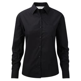 Russel Athletic Jerzees Damen Baumwoll-Hemd / Bluse / Arbeitsbluse, lang&auml;rmlig (Schwarz)