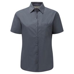 Russel Athletic Russell Collection Poplin Bluse, Kurzarm, pflegeleicht (Convoy Grau)