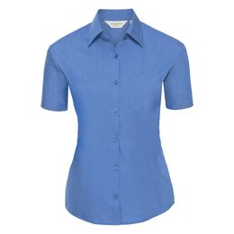 Russel Athletic Russell Collection Poplin Bluse, Kurzarm, pflegeleicht (Blau)