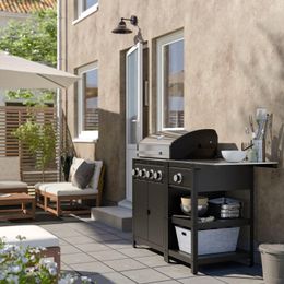 IKEA GRILLSK&Auml;R Gasgrill mit Seitenbrenner/Tisch