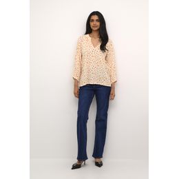 Kaffe Langarm-Bluse Regular fit White/Orange Graphic Dots white orange