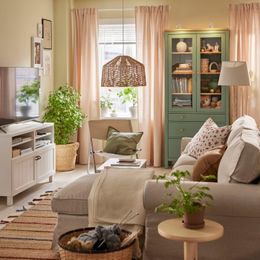 IKEA LENDA 2 Gardinen + Raffhalter