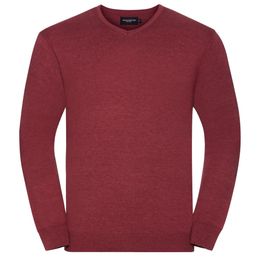 Russel Athletic Russell Collection Strickpullover mit V-Ausschnitt (Preiselbeere meliert)