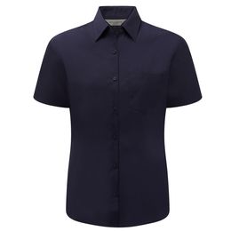 Russel Athletic Russell Collection Poplin Bluse, Kurzarm, pflegeleicht (Dunkles Marineblau)