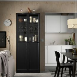 IKEA BILLY / OXBERG B&uuml;cherregal mit Paneel-/Vitrt&uuml;ren