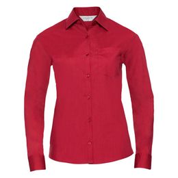 Russel Athletic Russell Collection - "Classic" Hemd Pflegeleicht f&uuml;r Damen Lang&auml;rmlig (Rot)