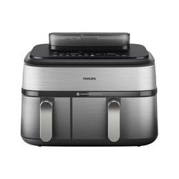 Philips Doppel-Hei&szlig;luftfritteuse Steam Airfryer Dual Basket edelstahl/schwarz, 2750 Watt, 2 K&ouml;rbe 6 Liter + 3 Liter