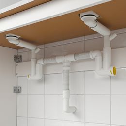 IKEA R&Auml;NNILEN Siphon mit flexiblem Rohr, 2 Becken