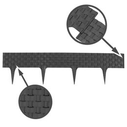 Aquagart Rasenkante Rattanoptik I Anthrazit I 24x80 cm Module I Kunststoff Beeteinfassung f&uuml;r Beet-& Rasenabgrenzungen I Flexible Beetumrandung