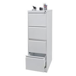 H&auml;ngeregisterschrank MCW-H16, Aktenschrank B&uuml;roschrank Stahlschrank, Format Legal + A4 abschlie&szlig;bar 134x46x62cm ~ wei&szlig;