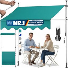 Kesser&reg; Klemmmarkise mit Handkurbel Balkon, Balkonmarkise ohne Bohren, UV-best&auml;ndig h&ouml;henverstellbar wasserabweisend , Sonnenschutz, Terrassen&uuml;berdachung , einfache Montage